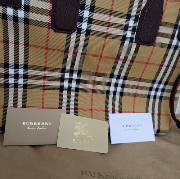 Burberry | Bags | Authentic Burberry Banner Tote Vintage Check Canvas ...